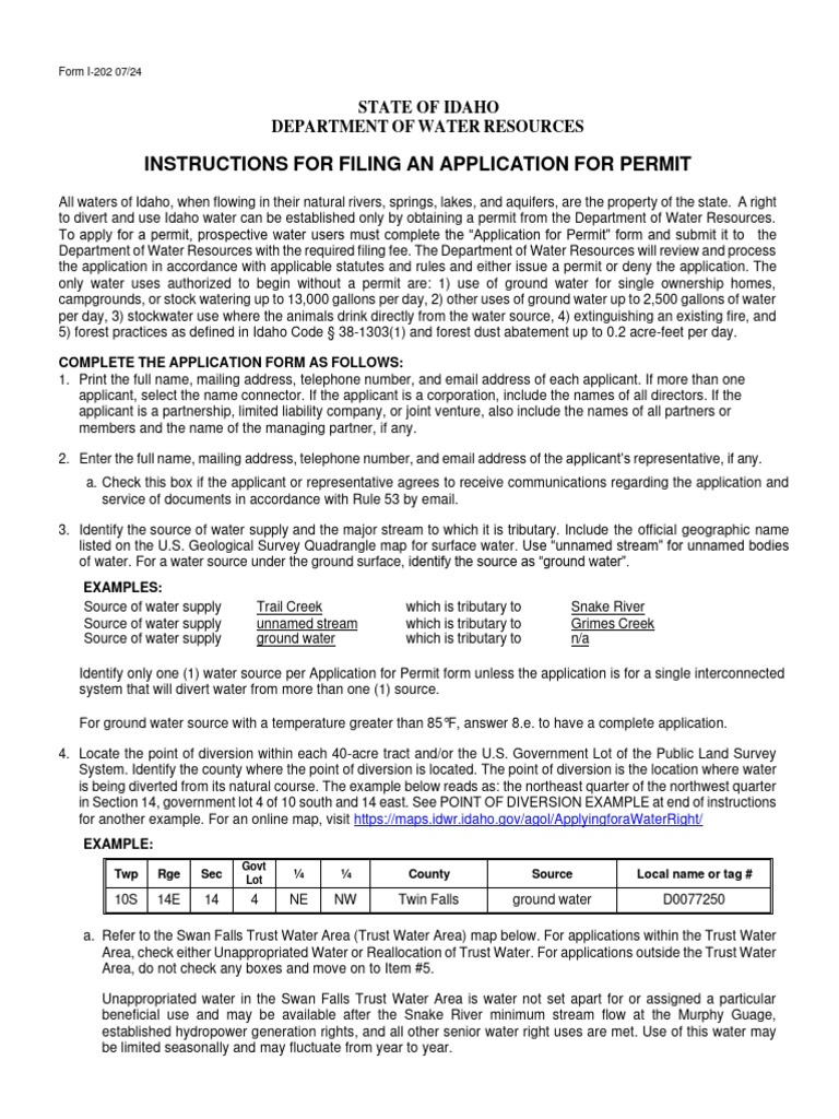 New Water Rights Application Instructions | PDF | Water | Groundwater