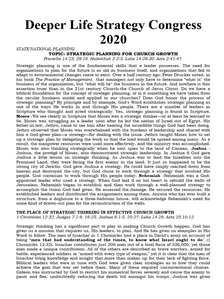 Strategic Planning For Church Growth-DLSC 2020 | PDF | Acts Of The ...