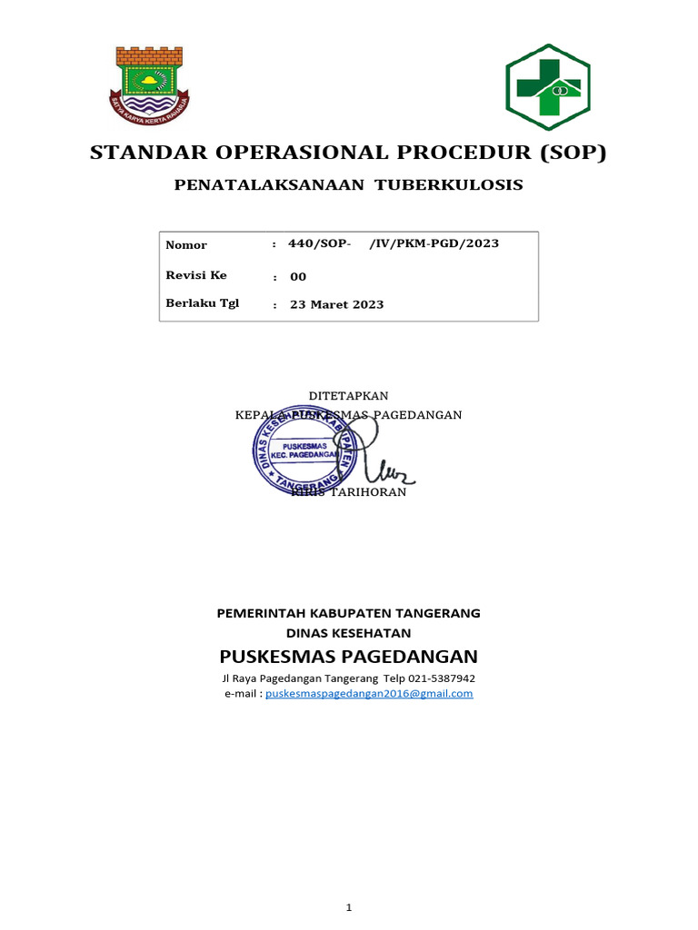 SOP PENATALAKSANAAN TB | PDF