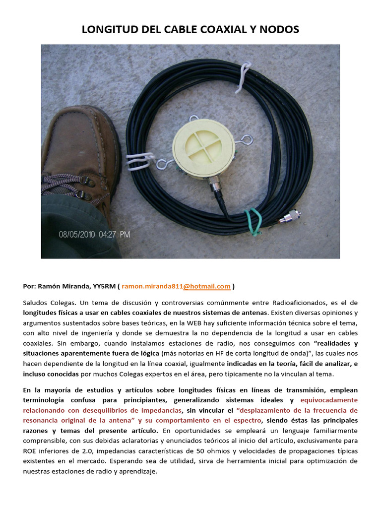 Longitud Del Cable Coaxial y Nodos | PDF | Antena (Radio) | Olas