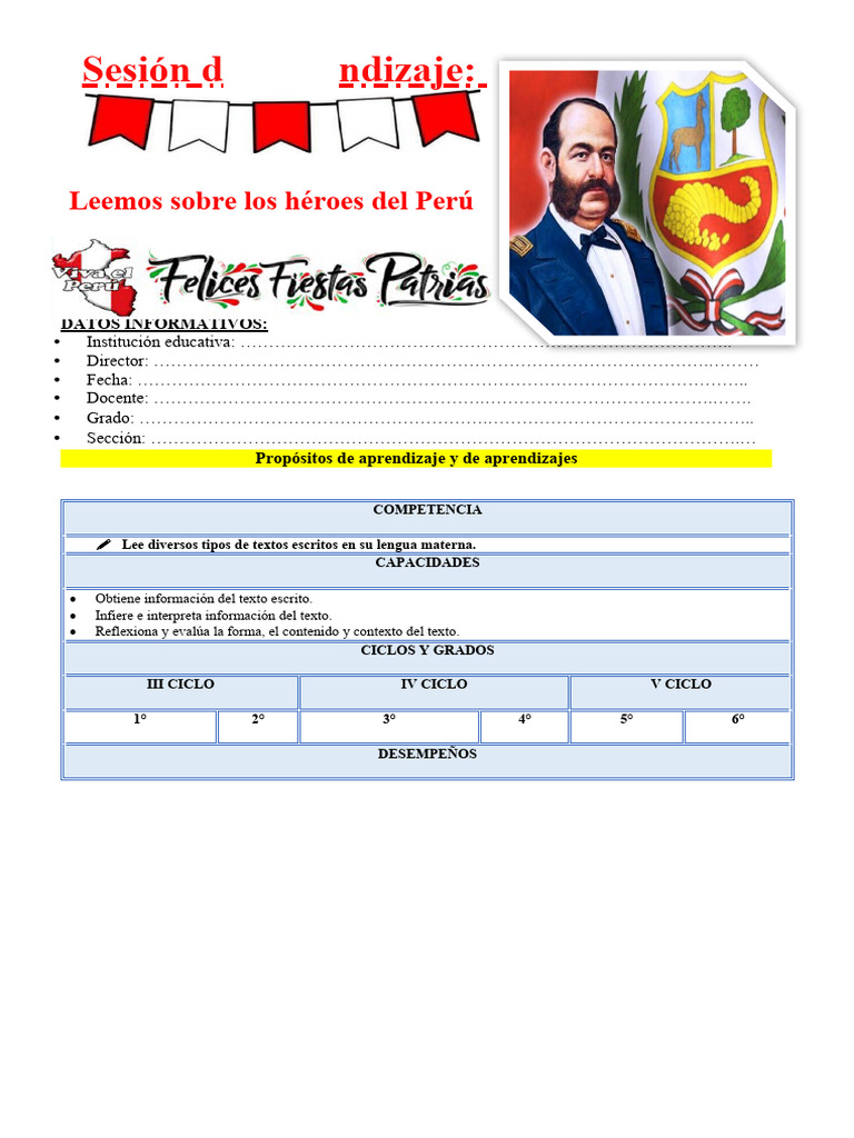 Unidocente Dia 1 Comu Leemos Sobre Los Héroes Del Perú | PDF | Artes ...