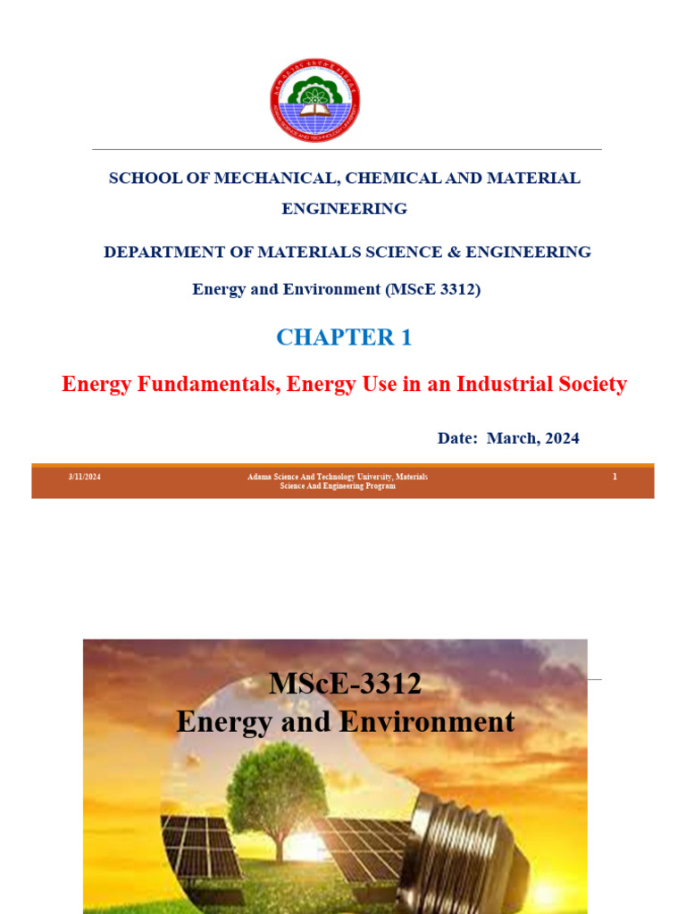 CH 1 Energy Fundamentals, Energy Use in An Industrial Society | PDF ...