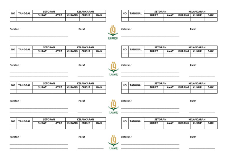 Buku Setoran Hafalan | PDF
