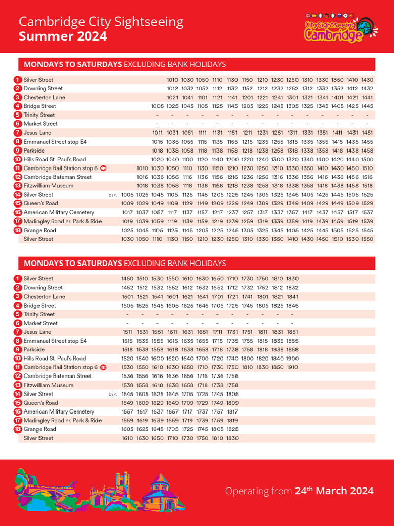 Css Timetable - Summer 2024 | PDF | Cambridge