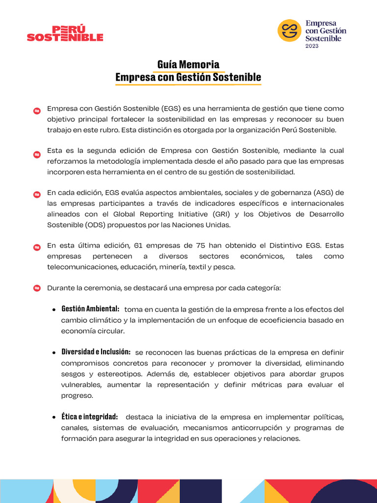 Guía Memoria EGS 2023 | Descargar gratis PDF | Sustentabilidad | Business