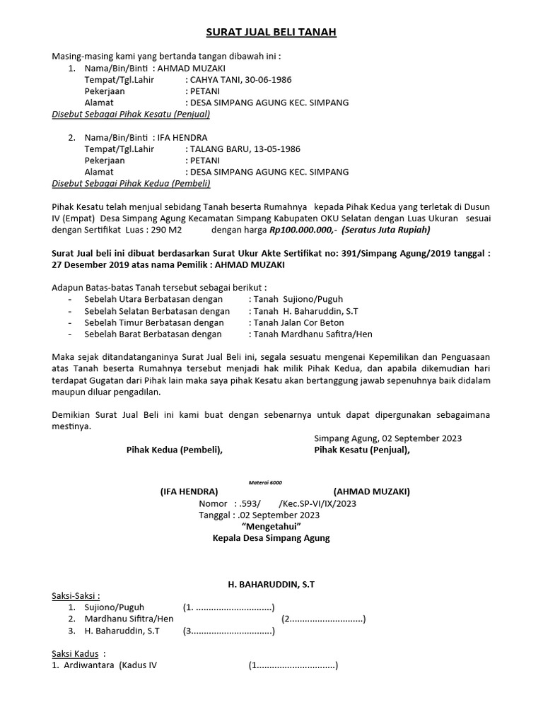 Form SURAT TANAH | PDF