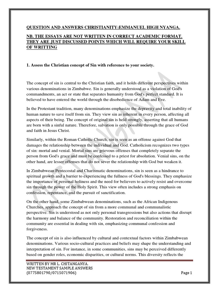 Christianity Questions and Answers Volume ONE | PDF | Pentecostalism ...