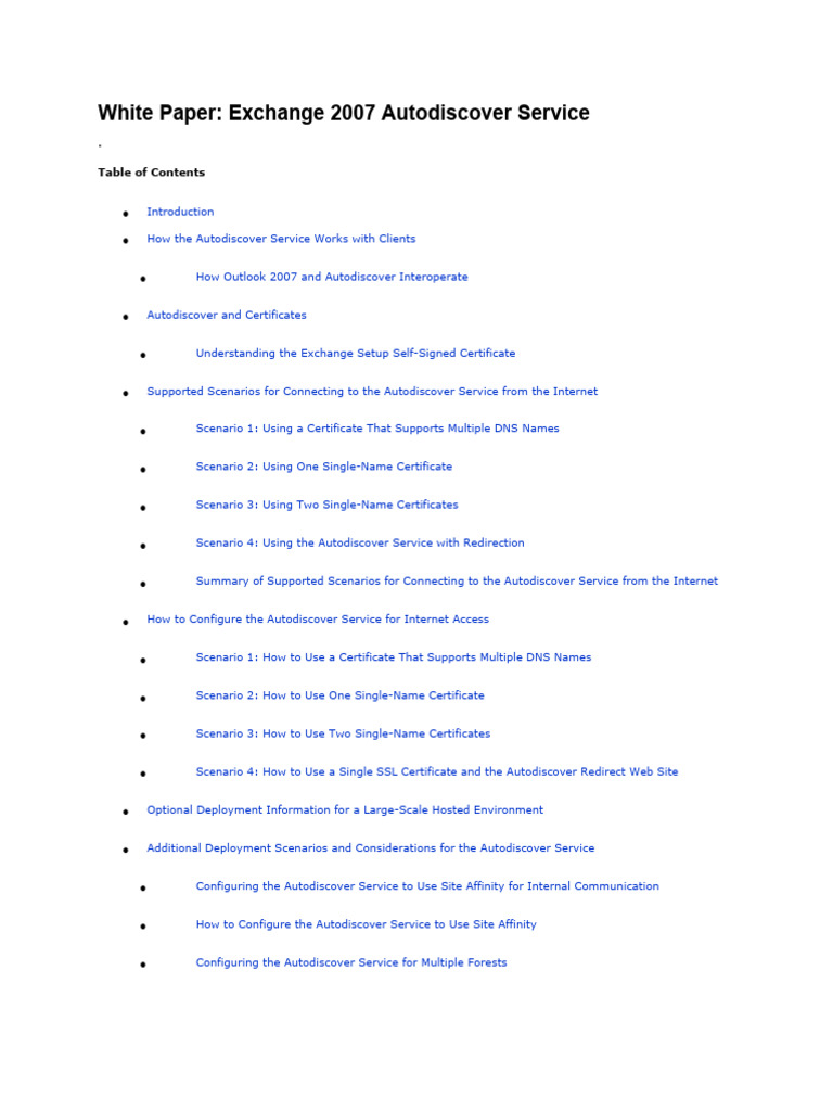 Exchange 2007 Autodiscover Overview | PDF | Public Key Certificate ...