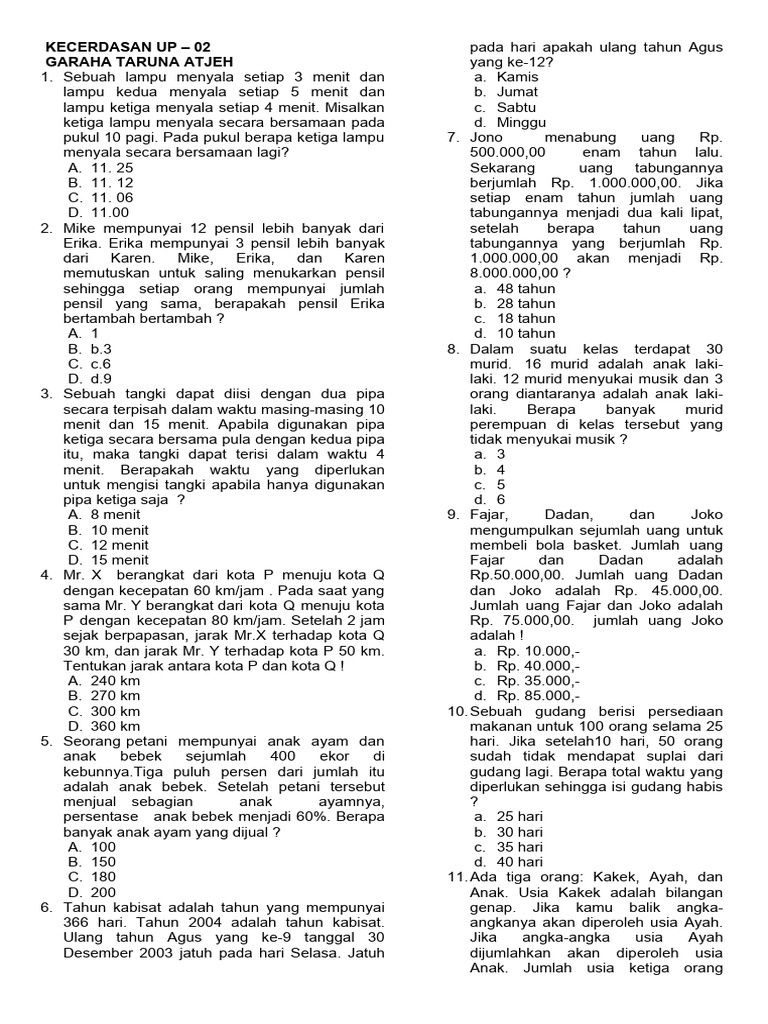 Kecerdasan02-Bintara-Graha Taruna Atjeh | PDF