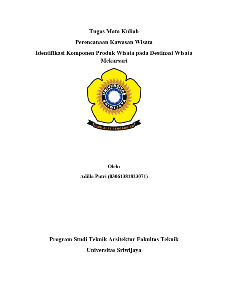 Identifikasi Komponen Produk Wisata Pada Destinasi Wisata Mekarsari ...