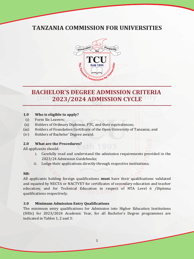 No 04 A Bachelor S Degree Admission Criteria Pdf