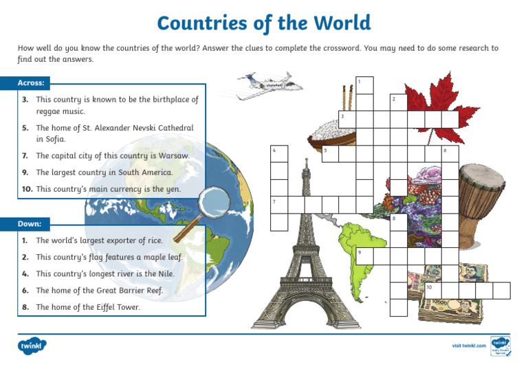 Countries of the World Crossword Puzzle | PDF