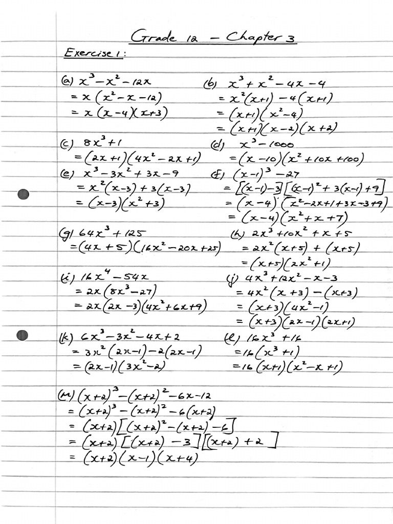 GR 12 Teacher Guide Handwritten Chapter 3 Cubic Polynomials | PDF
