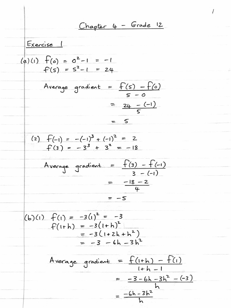 GR 12 Teacher Guide Handwritten Chapter 4 Differential Calculus | PDF