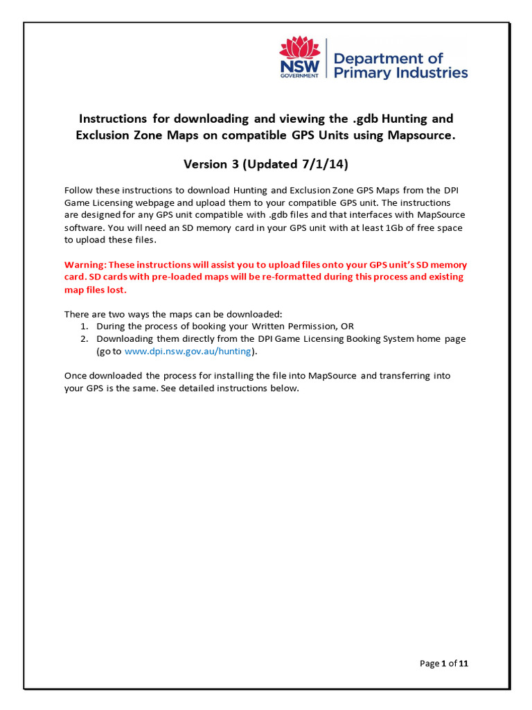 GPS Instructions .GDB Mapsource Software | PDF | Zip (File Format ...