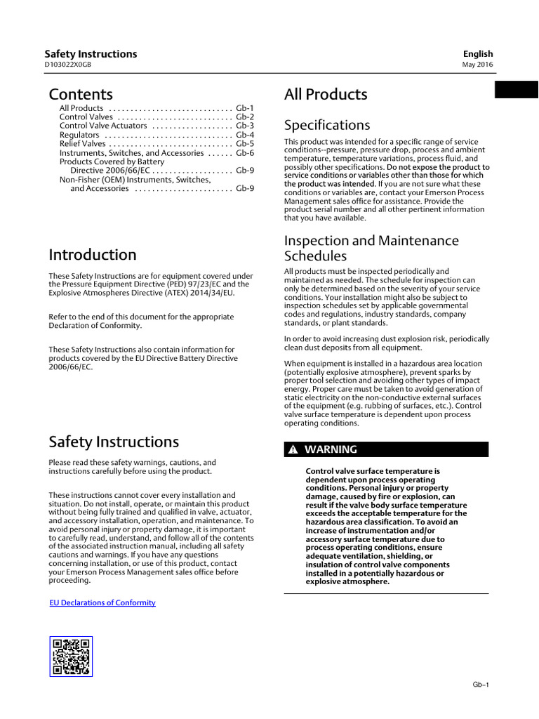 FISHER Safety Instructions (D103022X0GB) | PDF | Valve | Actuator