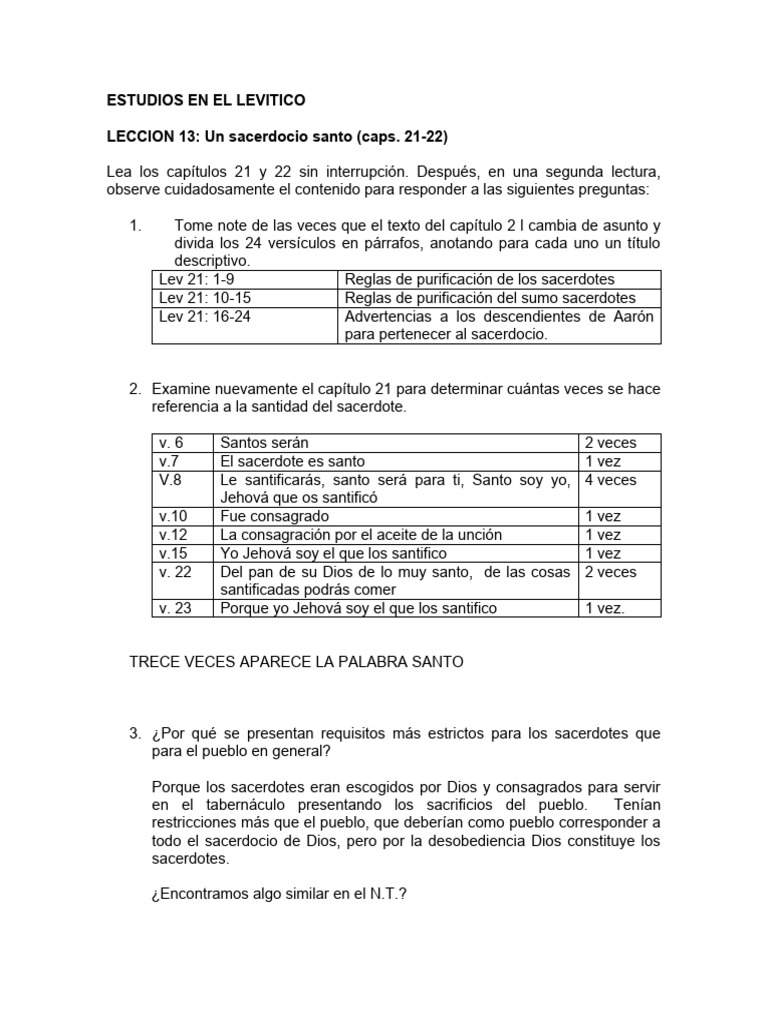 Levitico | PDF | Sacerdote | Libro de levítico