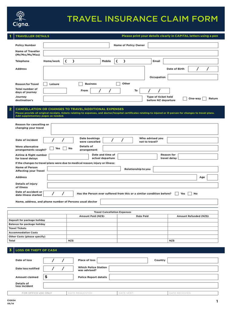 Travel Insurance Claim Form in PDF | Download Free PDF | Banks | Insurance