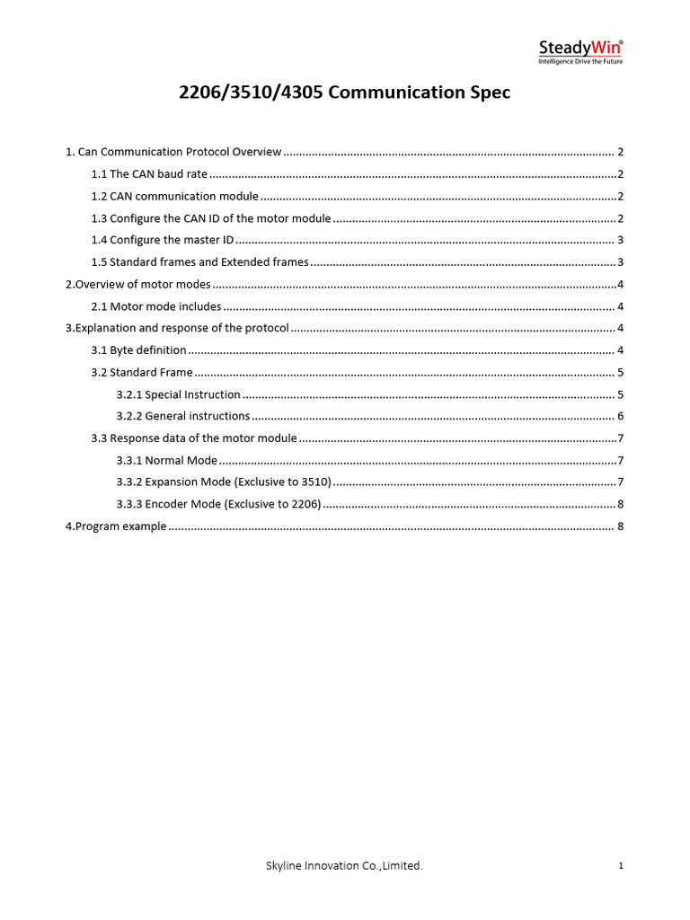 SteadyWin Communication Specification V1.01 | PDF | Bit | Bit Rate
