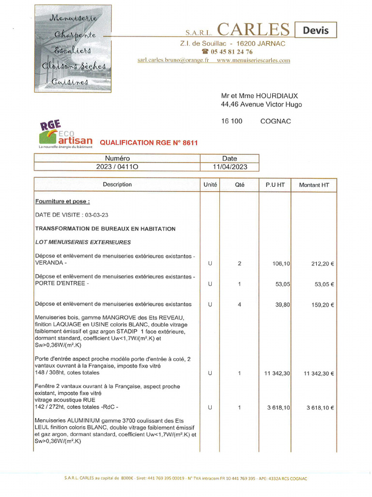 HOURDIAUX Devis | PDF