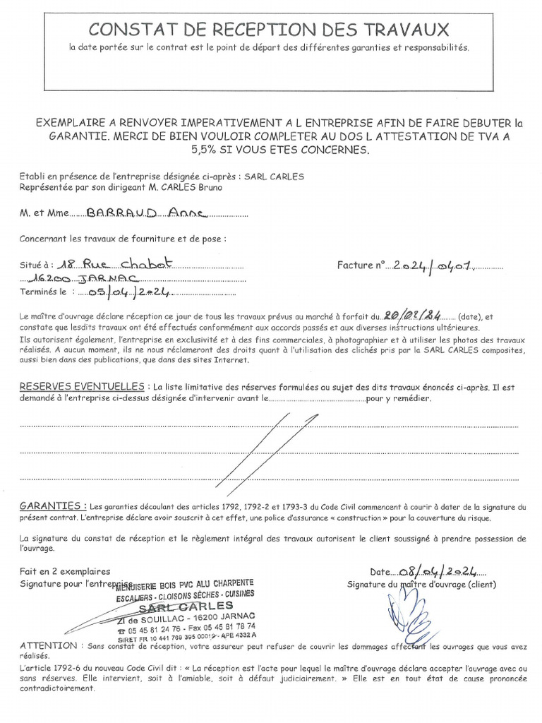 BARRAUD-Attestation fin de chantier | PDF