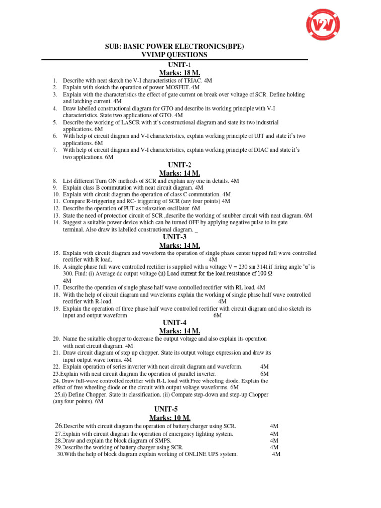 BPE IMPORTANT questions | Download Free PDF | Rectifier | Power Inverter