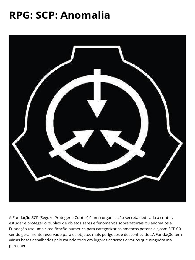 SCP Anomalia - 20240716 - 123834 - 0000 | PDF | Jogos de RPG | Motivação