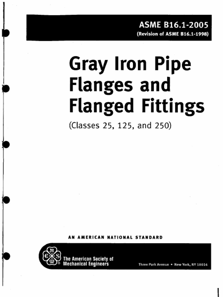 Asme B16.1-2005 Gray Iron Pipe FlangedAnd Flanged Fittings - Classes25 ...