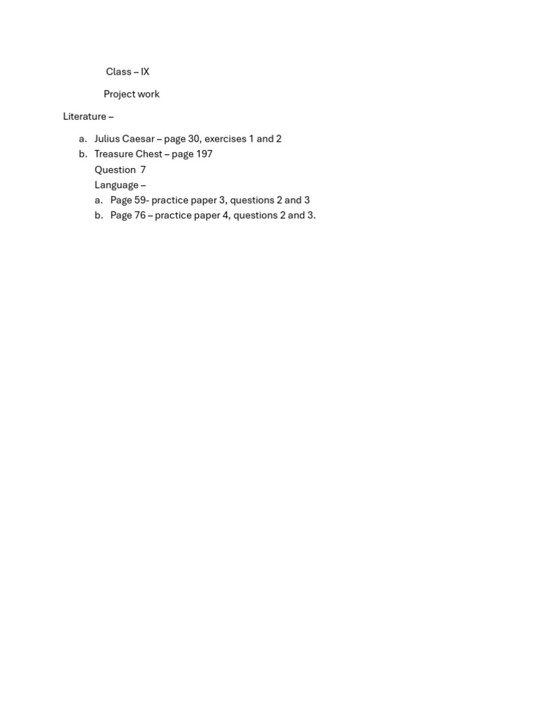 Class IX Project Work and Homework Guide | PDF | Social Science ...