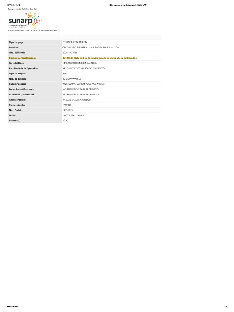 Bienvenido A La Extranet de SUNARP | PDF