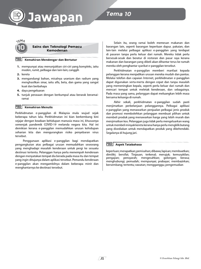 Jawapan Buku Hybrid Bahasa Melayu T3 Tema10 | PDF | Komputer