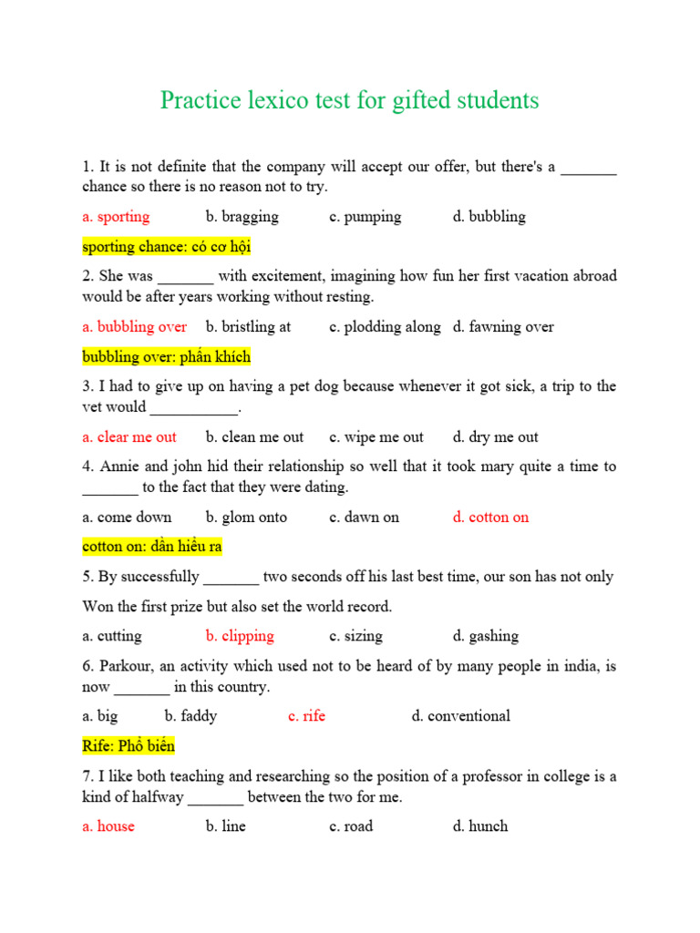 Lexico Test | PDF | Home & Garden | Art