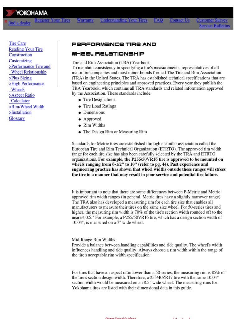 Yokohama Tire and Wheel Info | PDF | Tire | Manufactured Goods