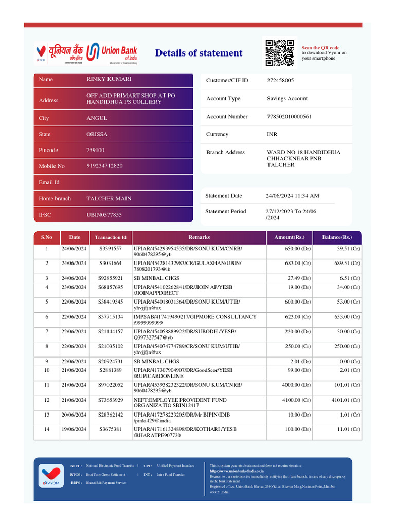 Bank Statement for Account Holders | PDF | Money | Banking