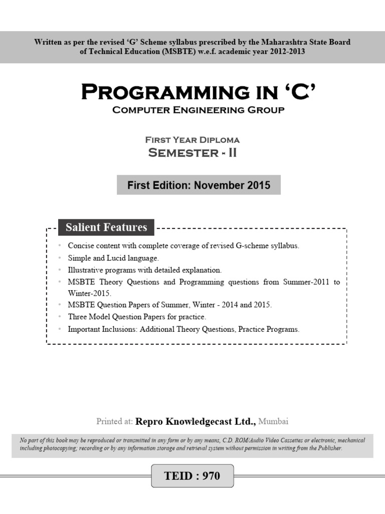 C Language Pdf Integer Computer Science Pointer Computer Programming