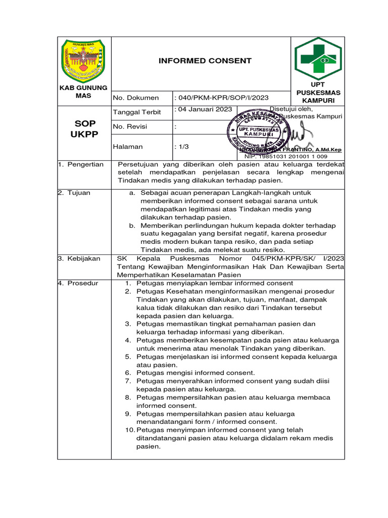 Sop Informed Consent | PDF