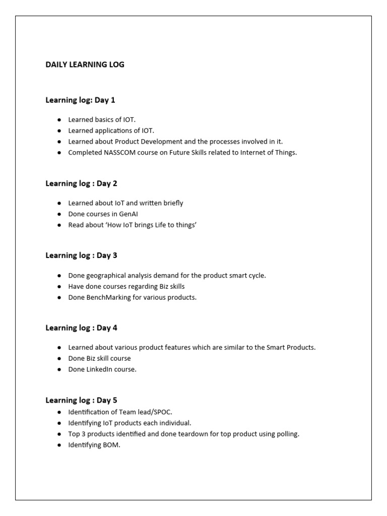 IoT Learning Log: Skills & Development | PDF | Internet Of Things ...
