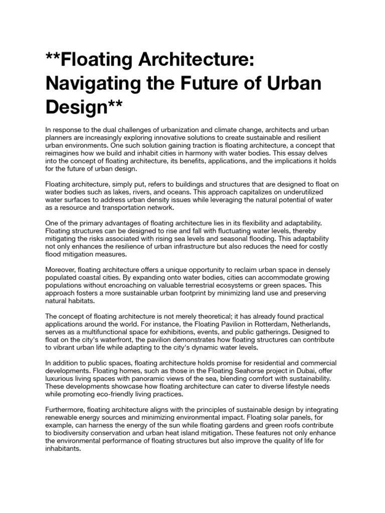 Floating Architecture - Navigating The Future of Urban Design | PDF ...