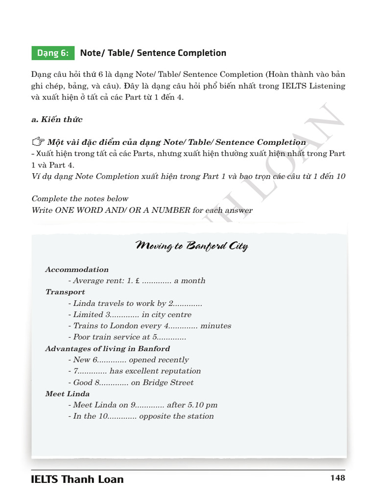 D NG 6 Note Table Sentence Completion | PDF