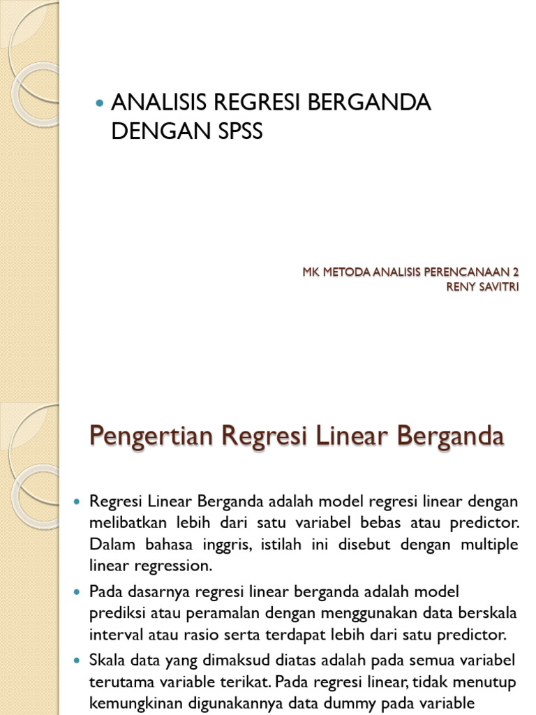 Analisis Regresi Berganda dengan SPSS | PDF | Karier & Perkembangan ...