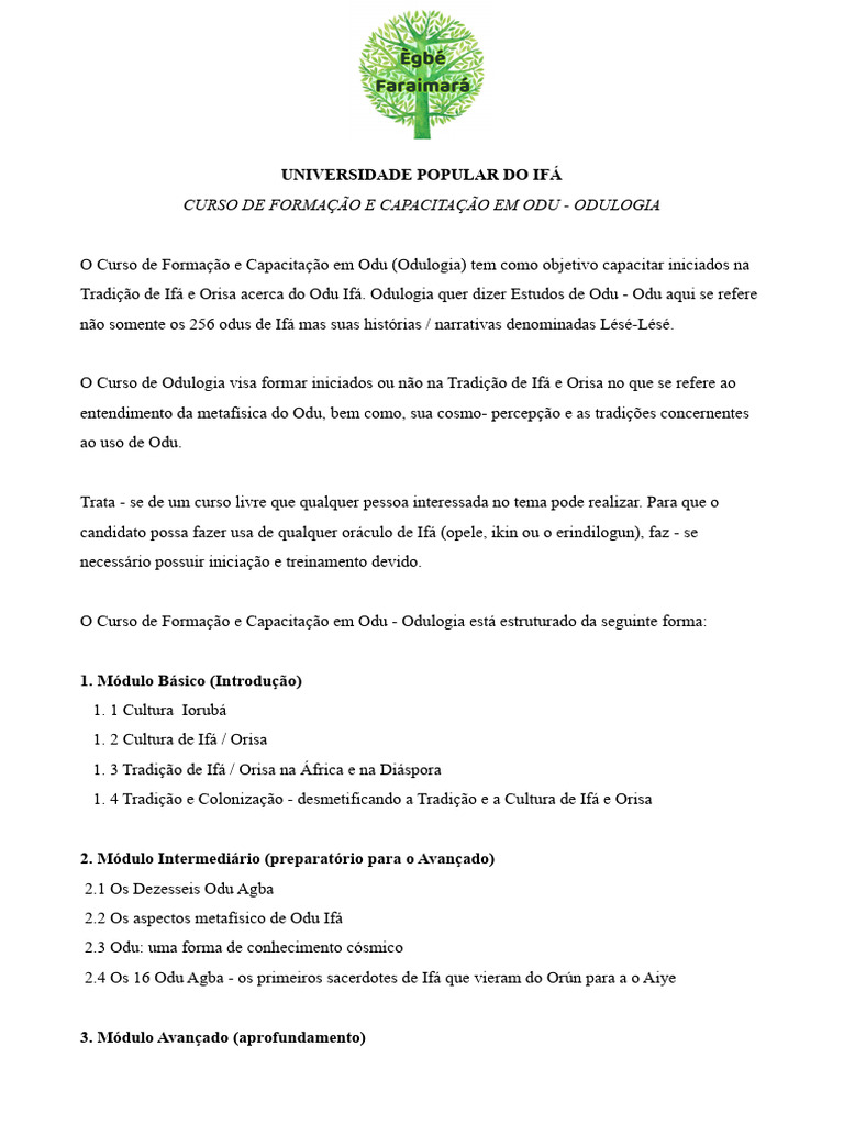 Curso de Formacao e Capacitacao em Odu Odulogia - 1 | PDF | Astrologia