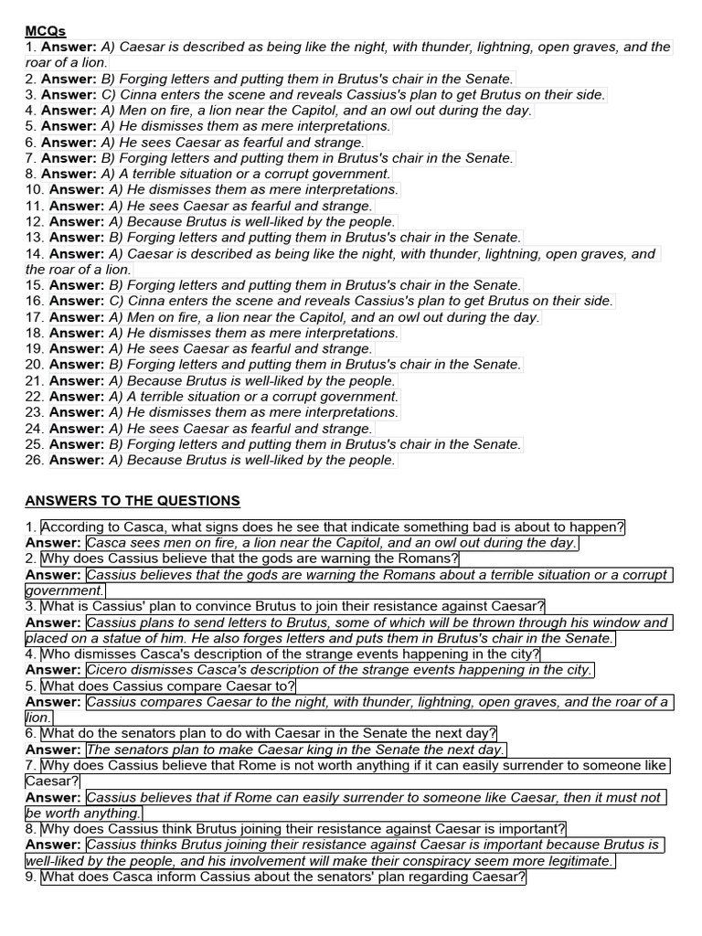 ANS Act I Scene 3 JC | PDF | Julius Caesar | Ancient Rome