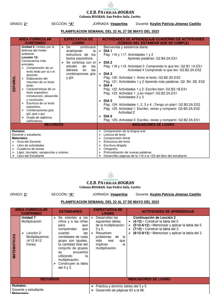 2º-Plan Semana 4 | PDF | Maestros