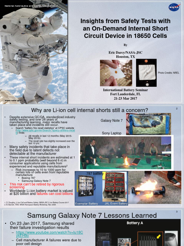 NASA - Insights from Safety Tests with an On-Demand Internal Short ...