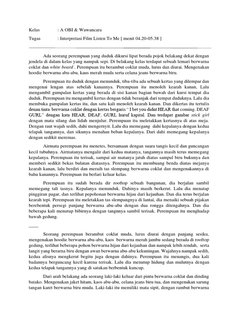 Interpretasi Film Listen To Me | PDF