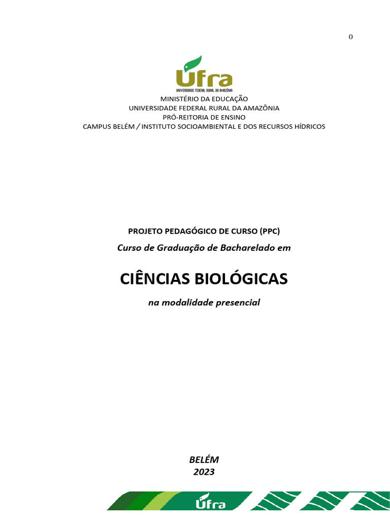 PPC do Curso de Ciências Biológicas UFRA | PDF