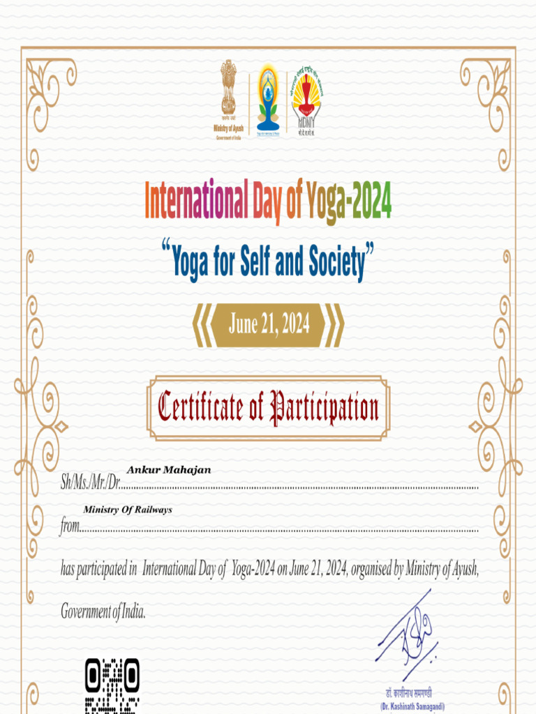 Ankur Mahajan IDY 2024 Certificate | PDF