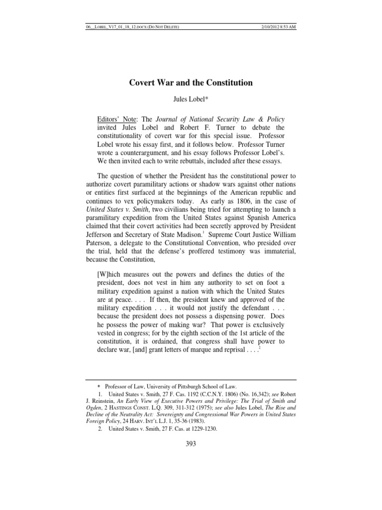 Covert War: Constitutional Debate | PDF | American Government ...
