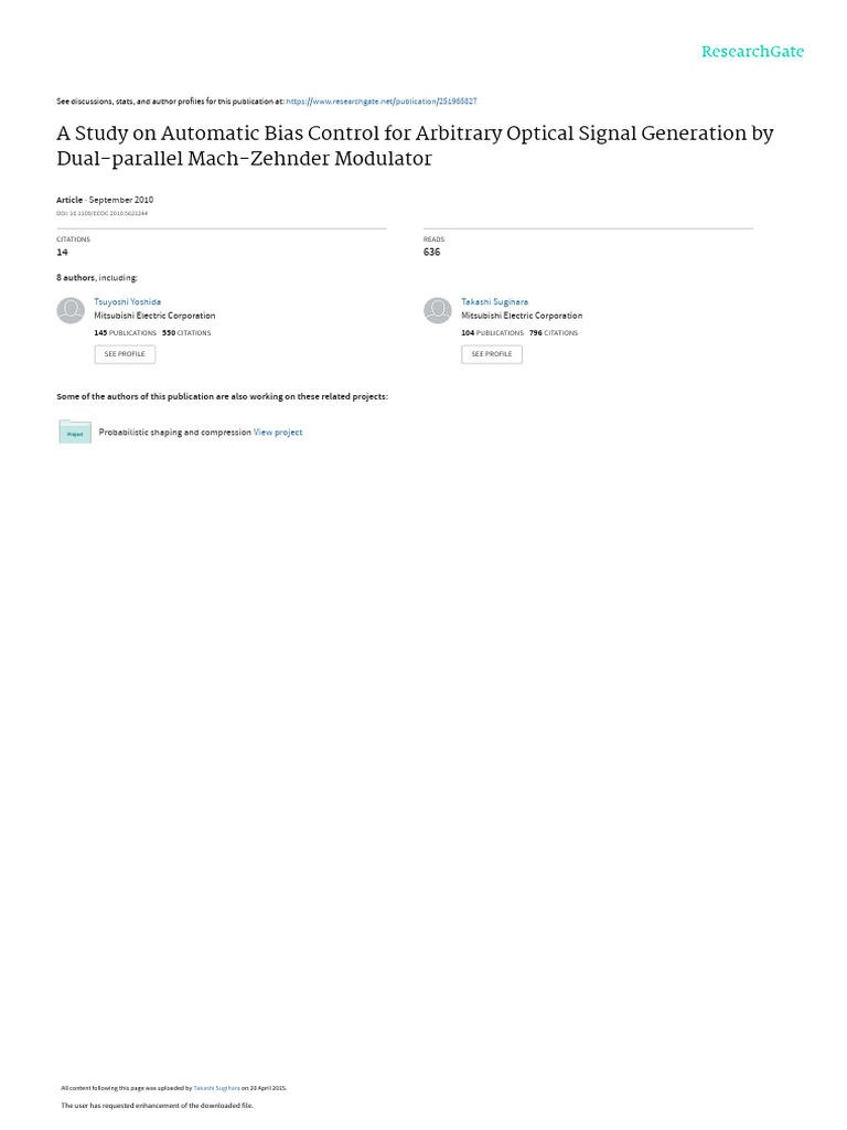 A Study On Automatic Bias Control For Arbitrary Op | PDF | Modulation ...
