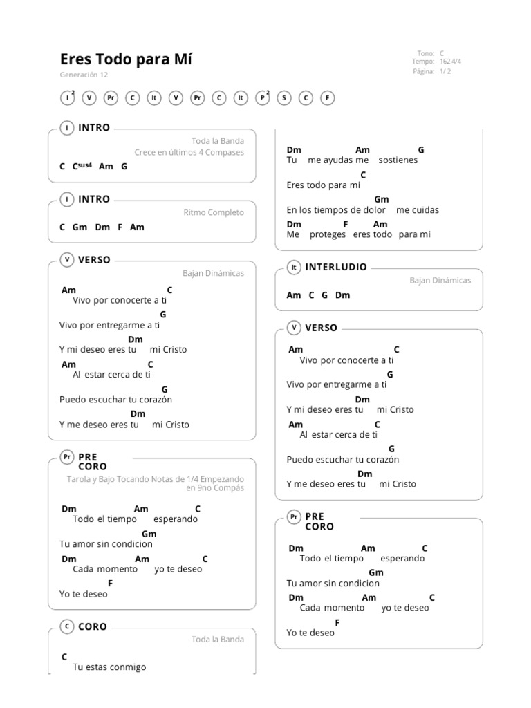 Generacion 12 - Eres Todo para Mi | PDF | Composiciones Musicales ...
